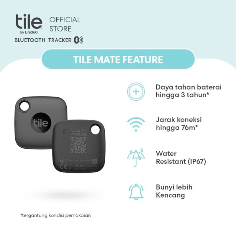 Tile Mate – 4 Pack (Grey) – Bluetooth Tracker / Pelacak Pintar – TILE